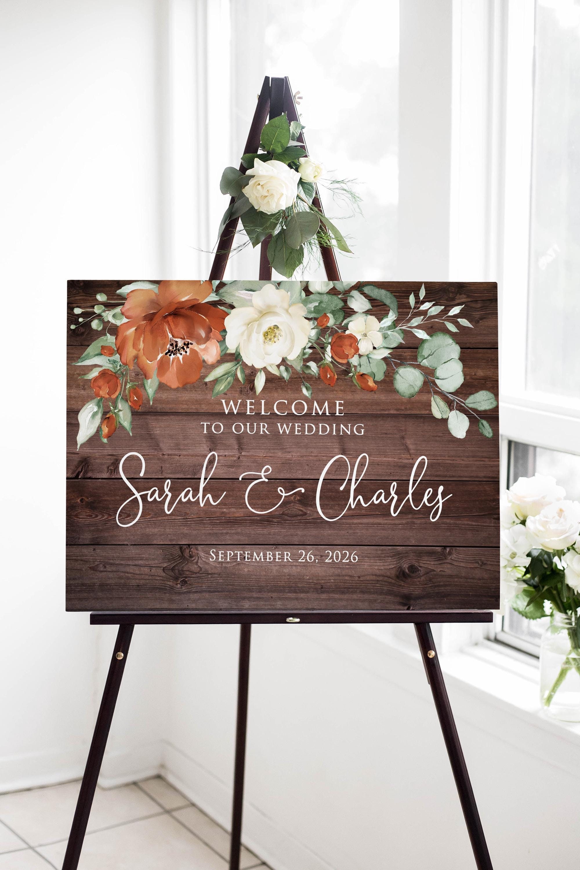 Terracotta Wedding Welcome Sign, Burnt Orange Wedding Welcome Sign ...