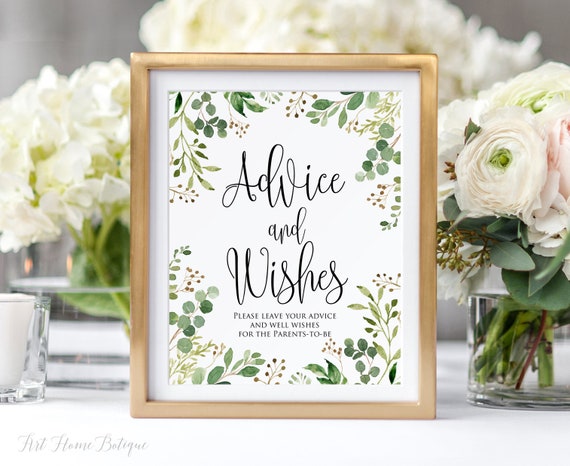 Greenery Advice and Wishes Sign Garden Advice Printable Sign - Etsy