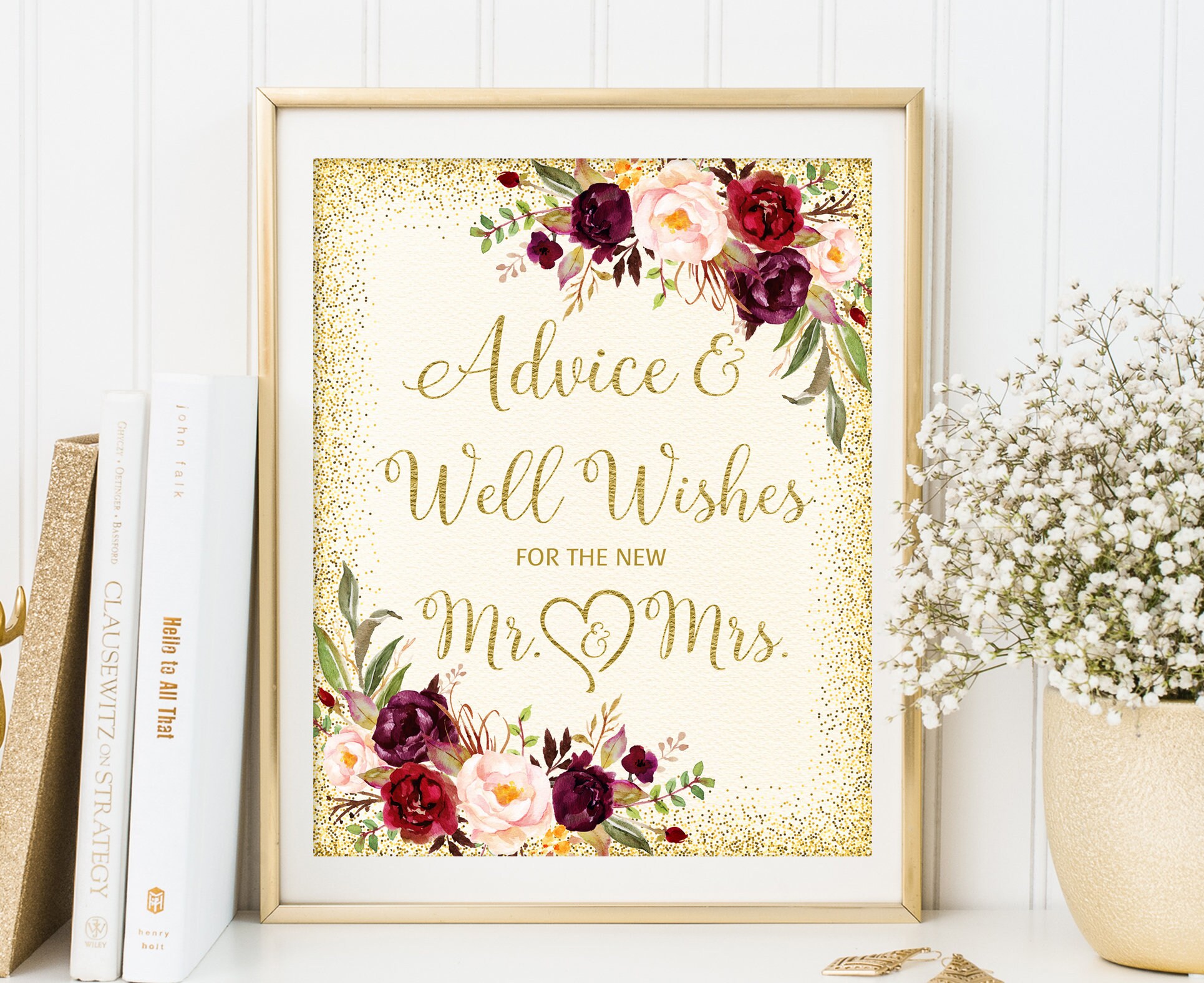 Advice and Well Wishes Wedding Sign, Ivory Advice Printable Wedding ...