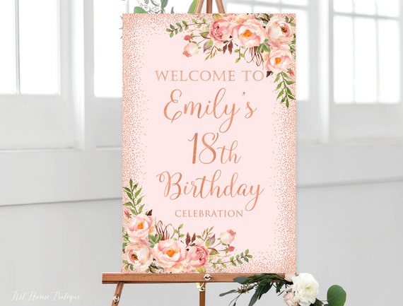 18 Th Birthday Welcome Sign Welcome to Birthday Sign Rose - Etsy Australia