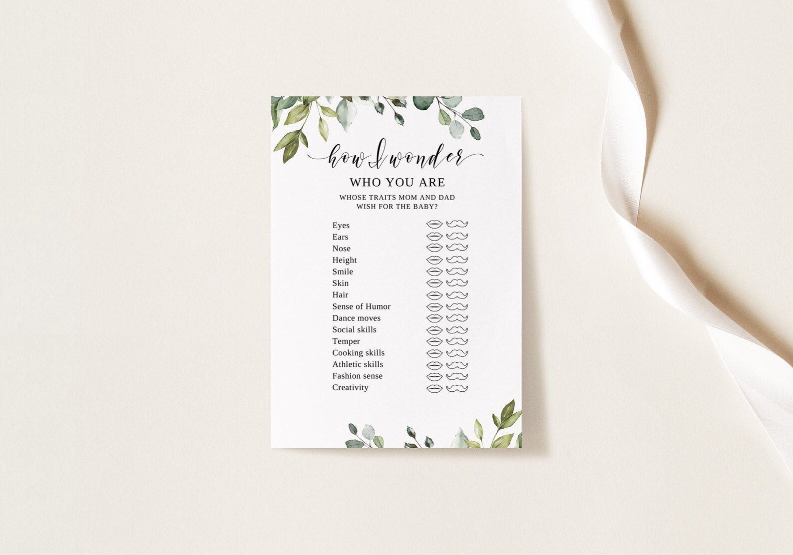 Baby Traits Game Guess the Features Baby Shower Game | Etsy