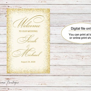 Ivory Wedding Welcome Sign, Gold Wedding Welcome Sign, Welcome to Our ...