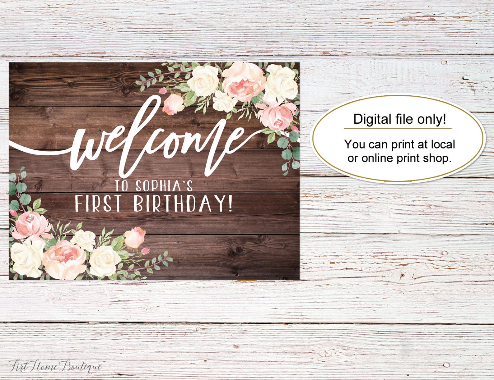 1st Birthday Welcome Sign Rustic Welcome Birthday Sign Any | Etsy