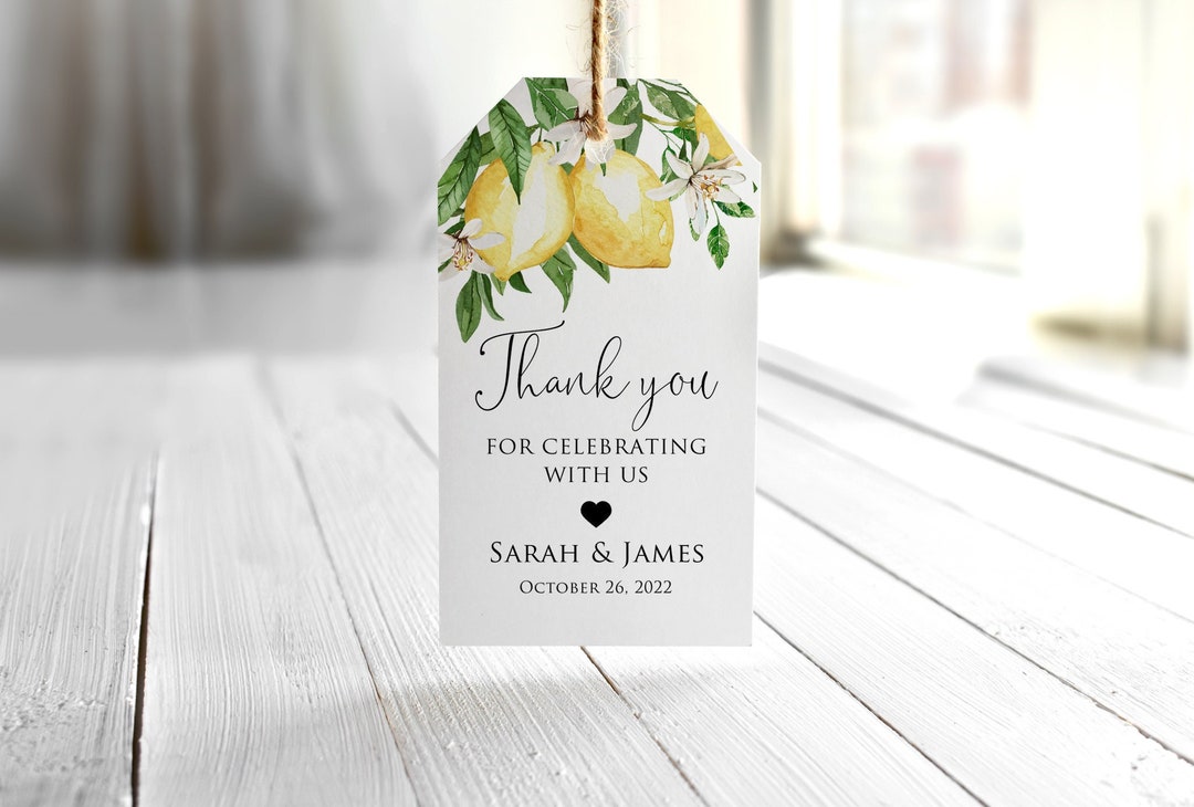 Lemon Thank You Tags, Lemon Wedding Favor Tags, Lemon Bridal Shower ...