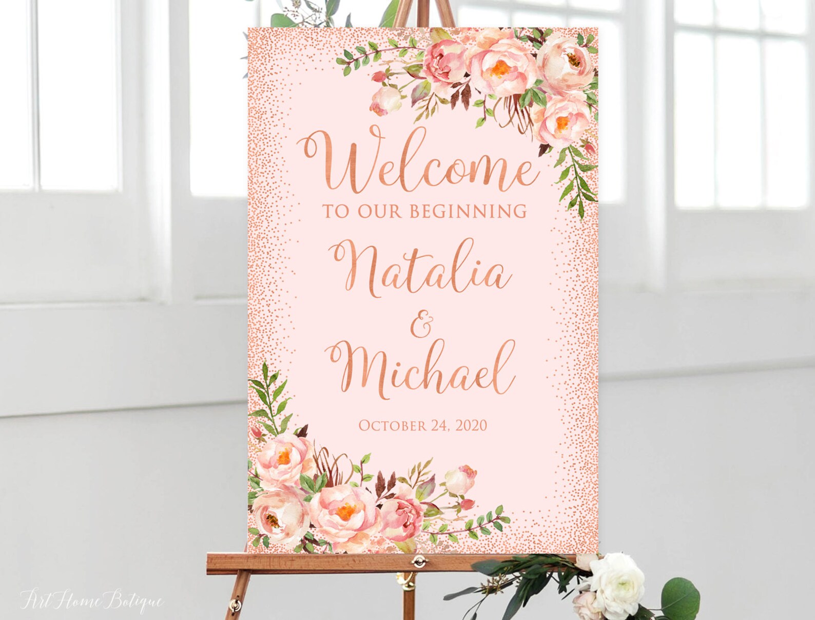Welcome to Our Beginning Sign Blush Pink Beginning Welcome - Etsy