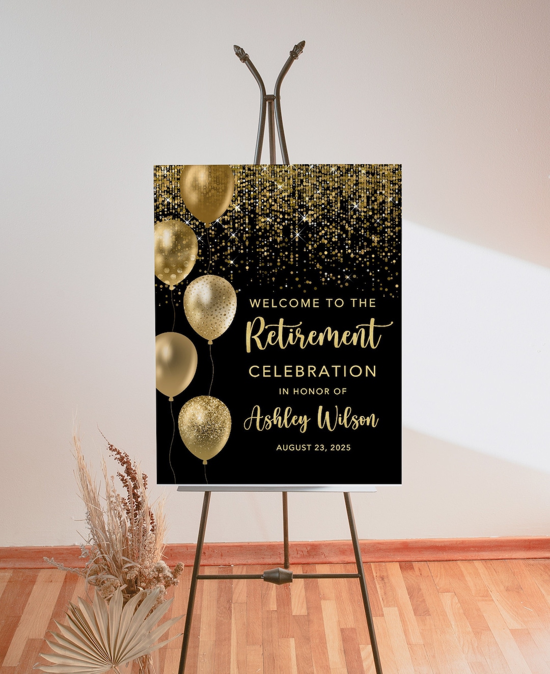 Gold Retirement Welcome Sign, Balloons Retirement Celebration Welcome ...