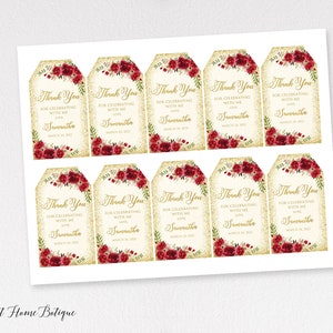 Red Thank You Tags Red and Gold Favor Tags Red Birthday - Etsy