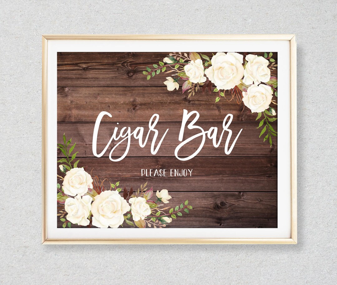 Cigar Bar Sign, Wedding Cigars Sign, Cigar Sign Printable, Rustic ...