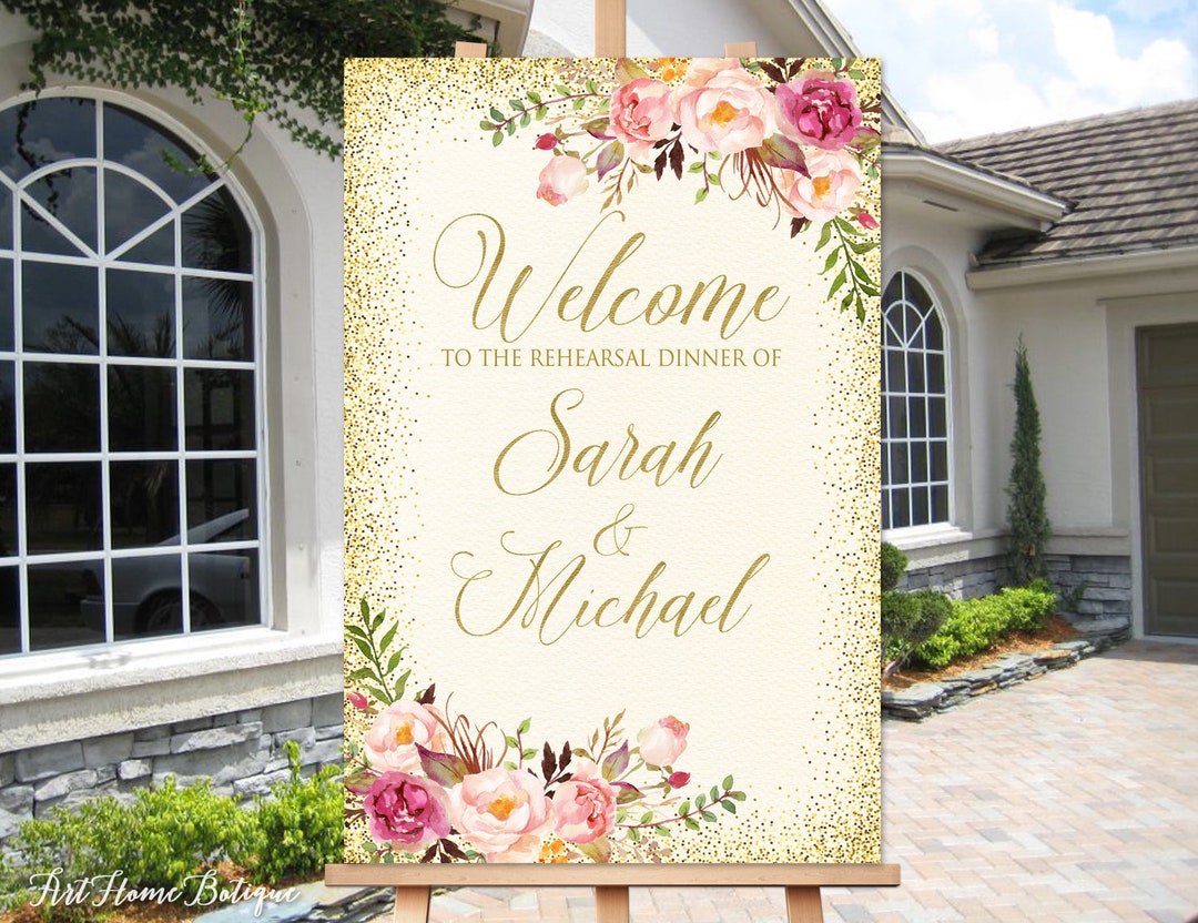 Rehearsal Dinner Welcome Sign, Ivory Rehearsal Dinner Welcome Welcome ...