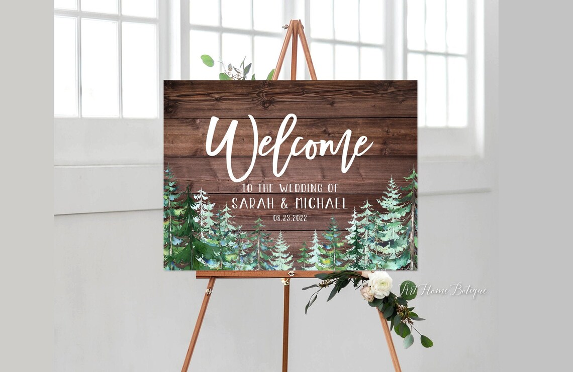 Forest Wedding Welcome Sign Rustic Wedding Welcome Sign Pine | Etsy