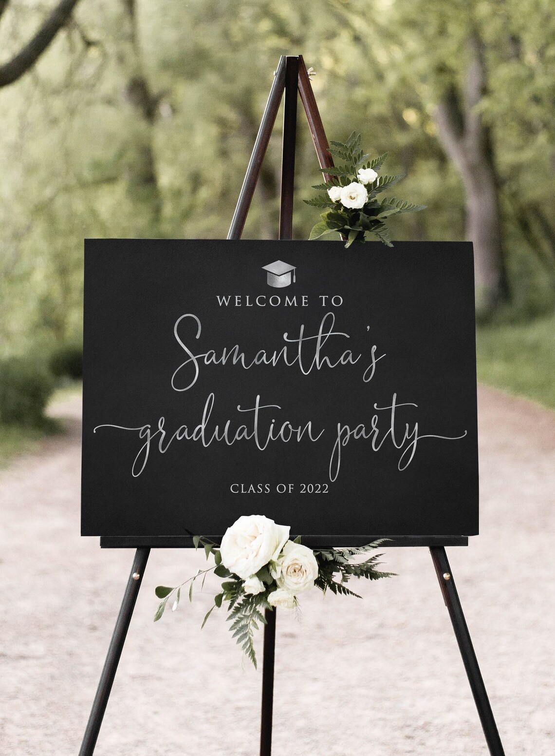 Chalkboard Graduation Party Welcome Sign Silver Graduation | Etsy