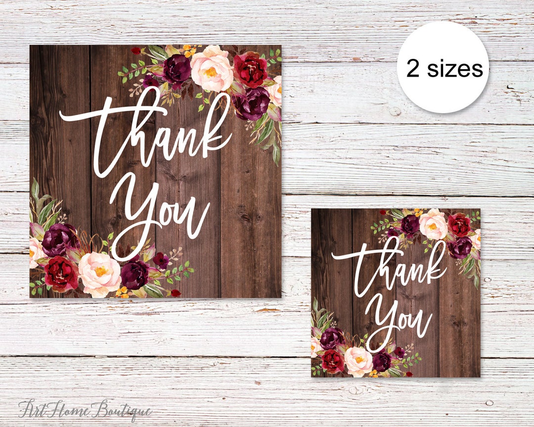 Rustic Favor Tags, Thank You Tags, Burgundy Favor Tags, Bridal Shower ...