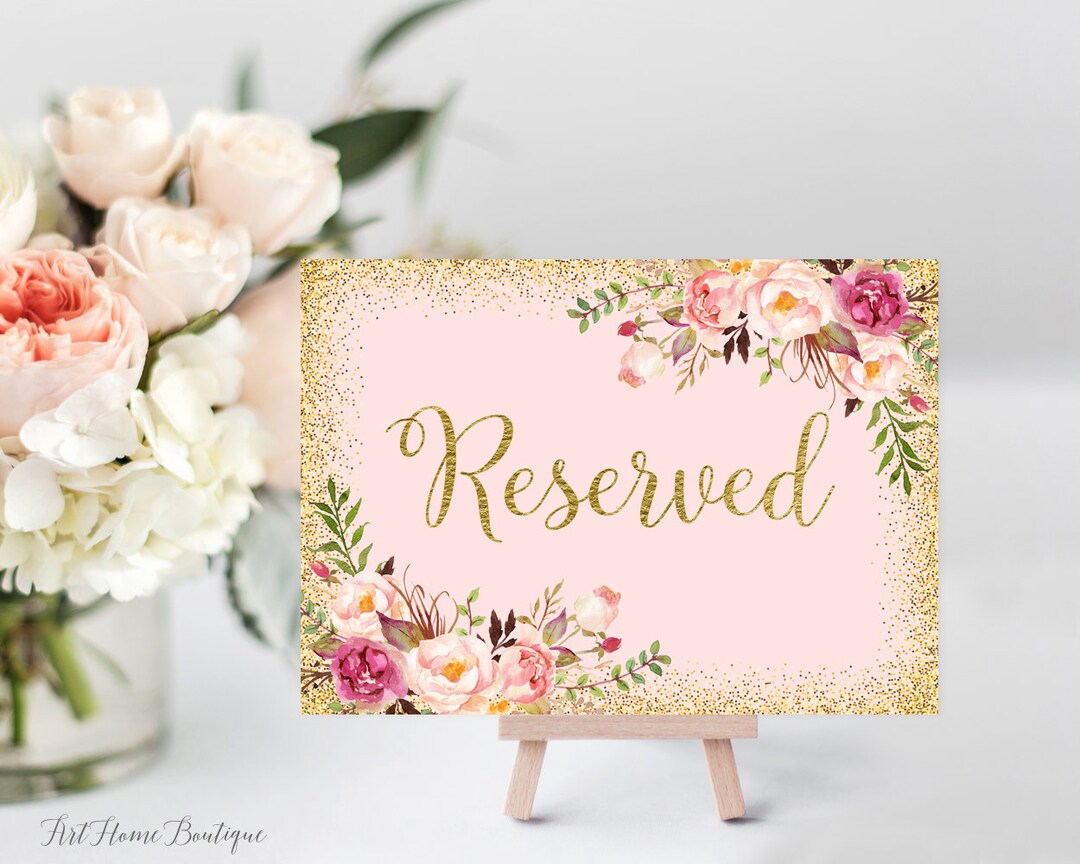 Reserved Sign, Wedding Reserved Sign, Reserved Seating Sign, Blush Pink ...