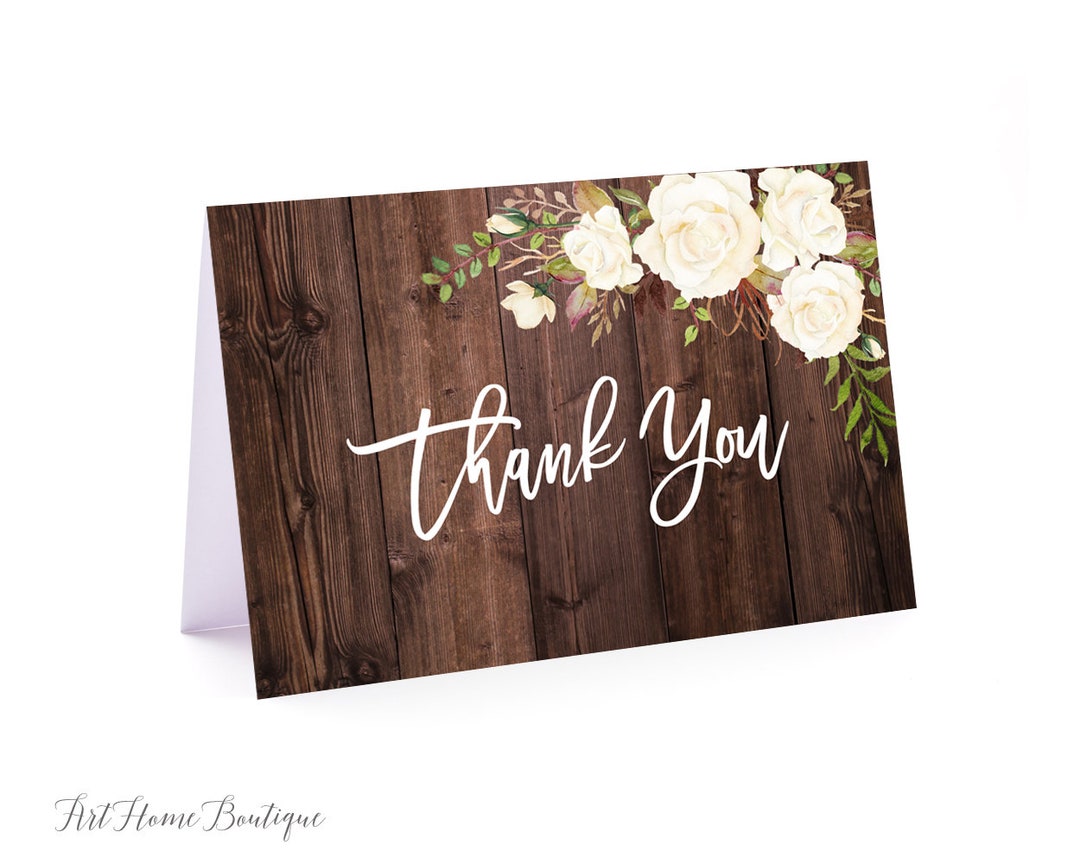 Rustic Thank You Cards, Floral Folded Thanks Card, Thank You Notes ...