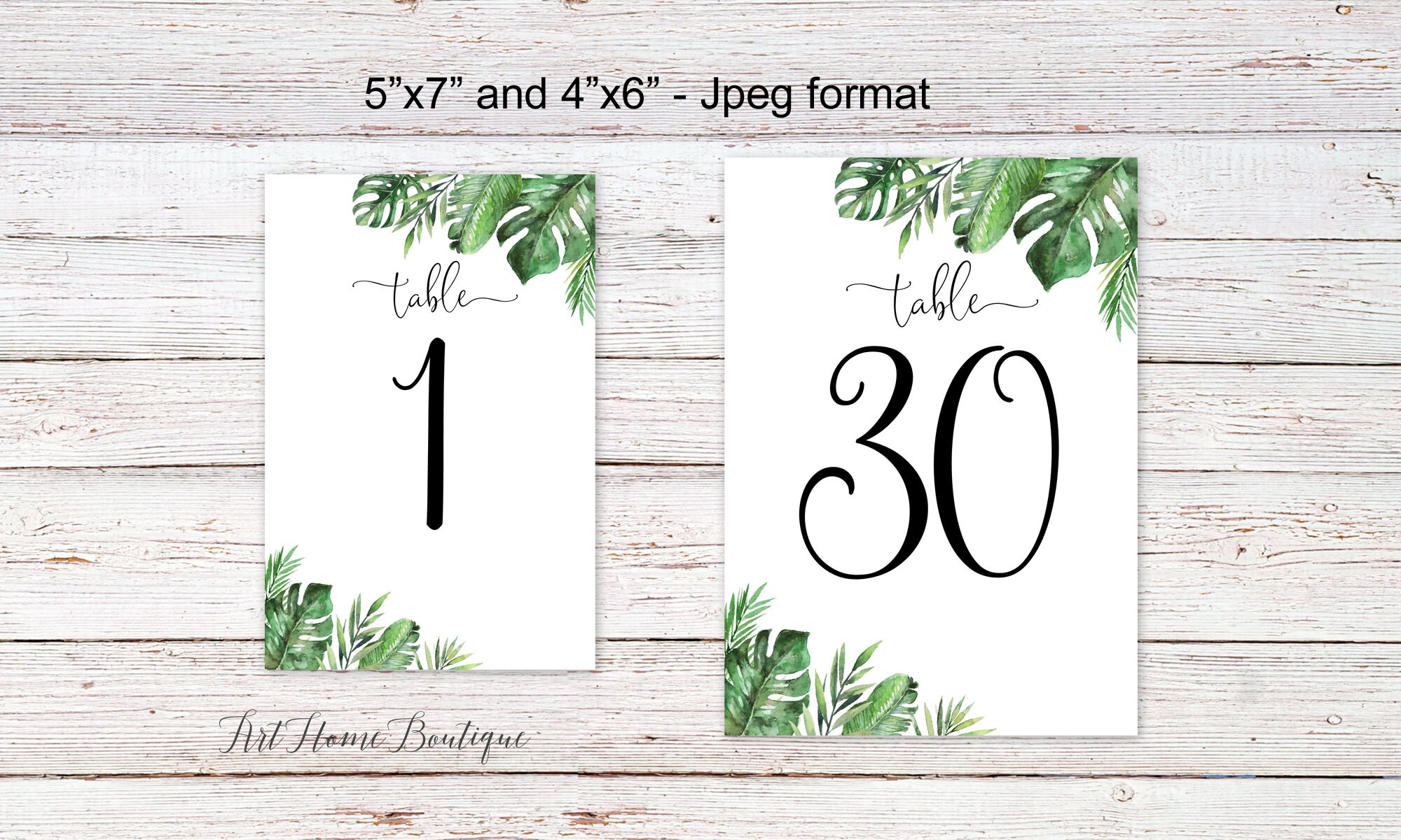 Tropical Table Numbers, Monstera Wedding Table Numbers, Palm Table ...