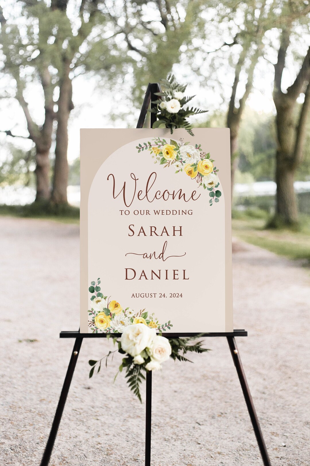 Yellow Wedding Welcome Sign, Arch Wedding Welcome Sign, Yellow and ...
