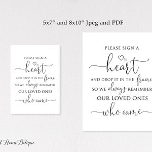 Please Sign A Heart Sign, Heart Drop Guest Book Sign, Sign a Heart and ...