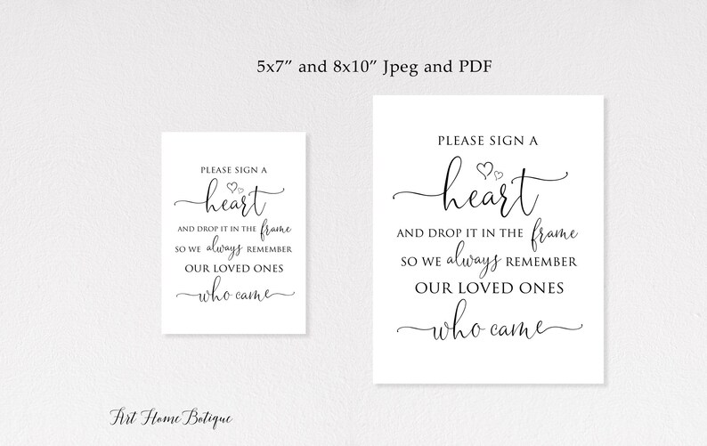 Please Sign A Heart Sign Heart Drop Guest Book Sign Sign a - Etsy