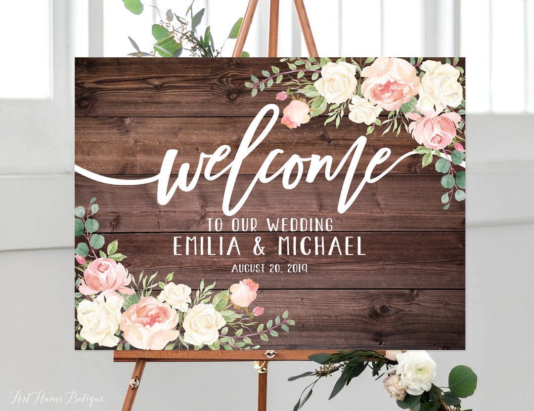 Rustic Welcome Wedding Sign, Welcome to Our Wedding Sign, Horizontal ...
