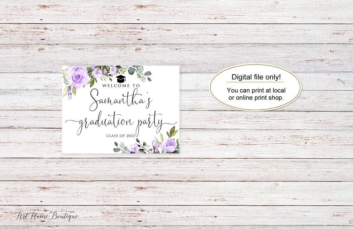 Purple Graduation Party Welcome Sign Lavender Graduation - Etsy