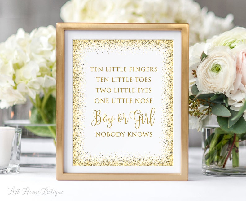 Boy or Girl Baby Shower Sign Ten Little Fingers Ten Little | Etsy