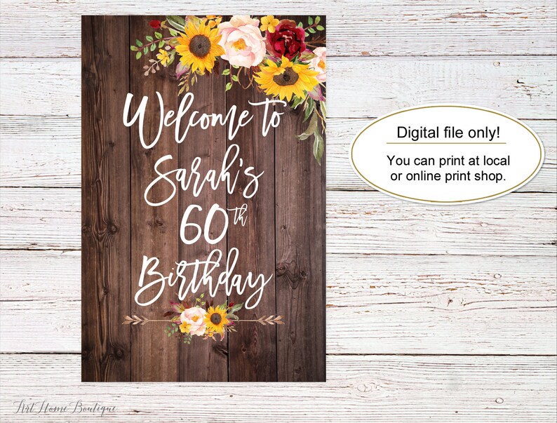 Sunflowers Birthday Welcome Sign Welcome to Birthday Sign - Etsy