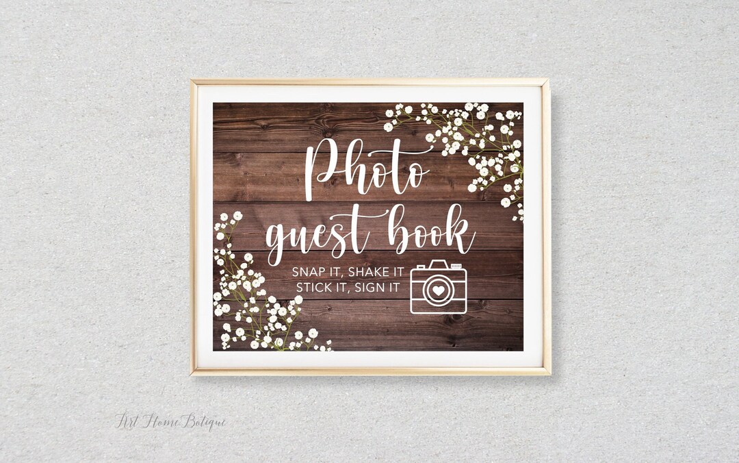 Rustic Wedding Photo Guest Book Sign, Guestbook Sign, Snap It Shake It ...