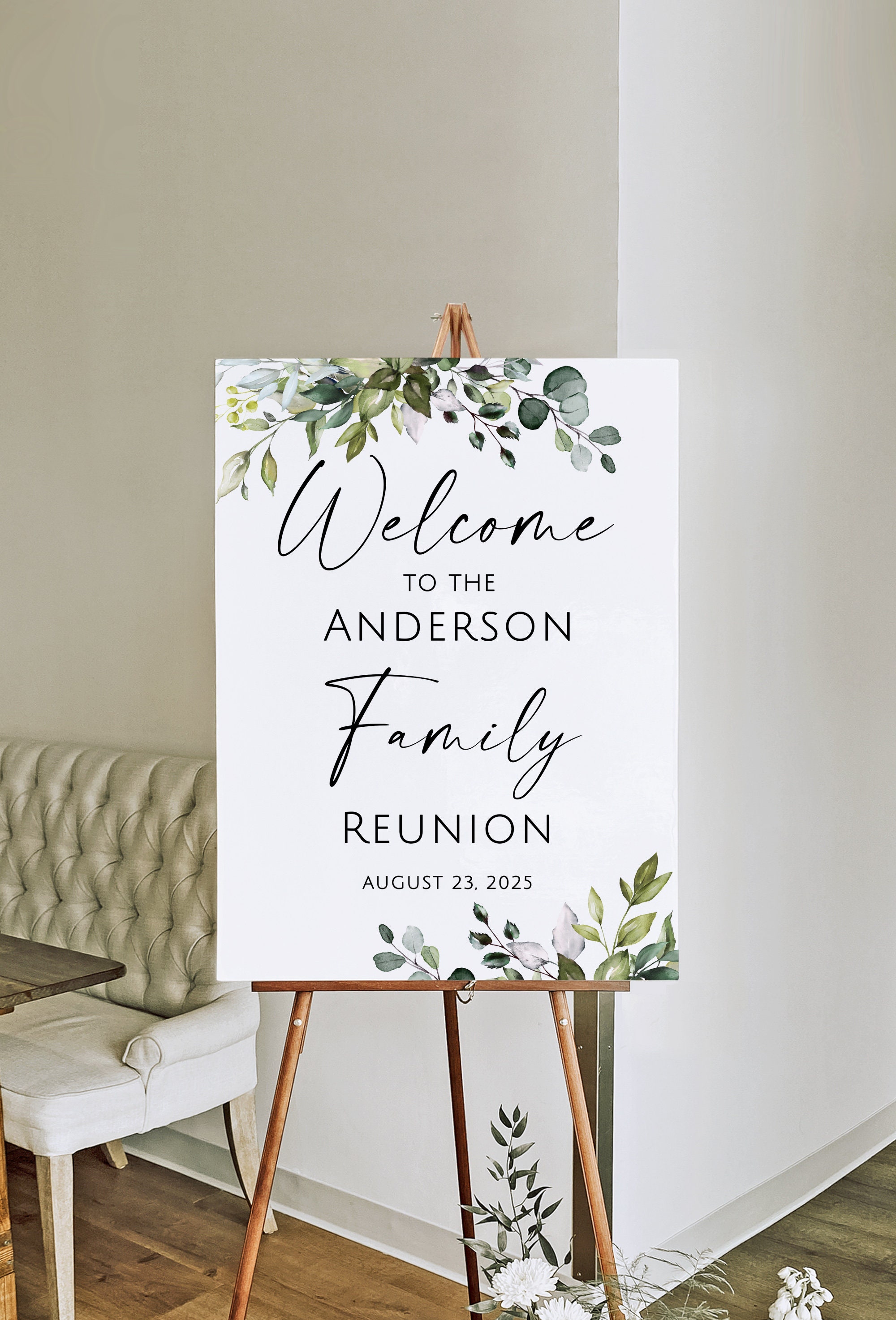 Greenery Family Reunion Welcome Sign, Greenery Welcome Sign, Reunion ...
