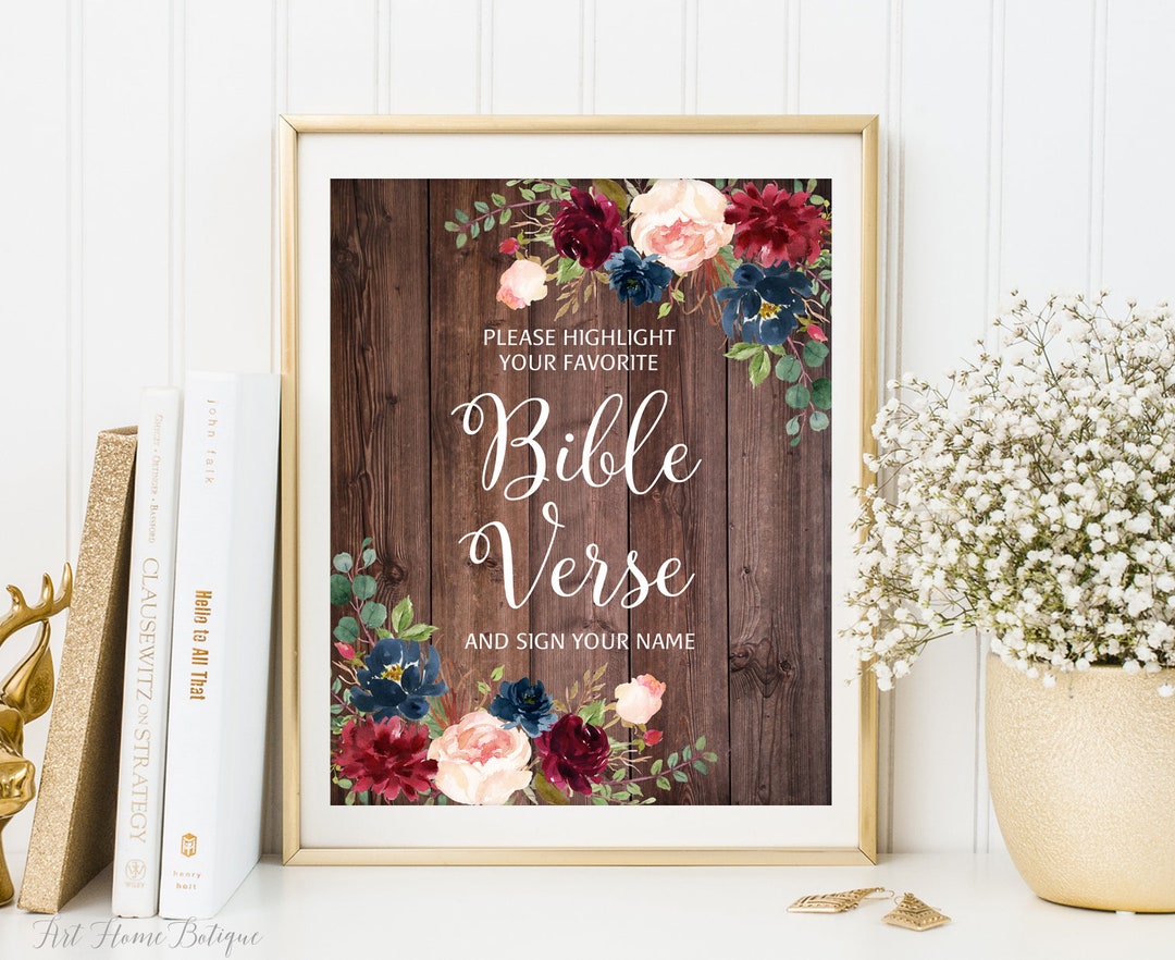 Rustic Wedding Bible Verse Sign, Highlight Your Favorite Bible Verse ...
