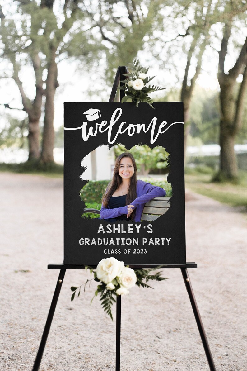 Chalkboard Graduation Welcome Sign Photo Graduation Party - Etsy