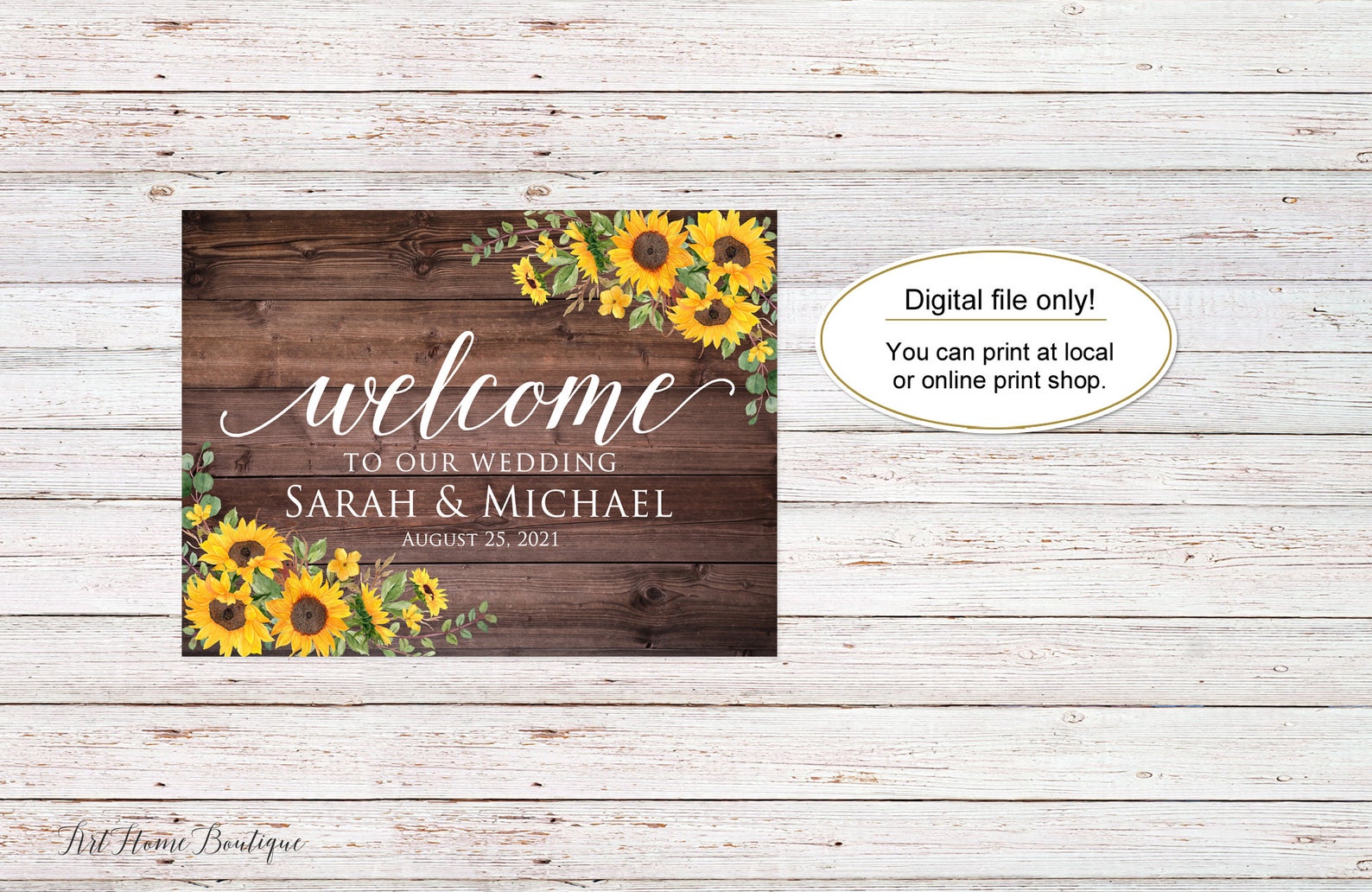 Rustic Sunflowers Wedding Welcome Sign Rustic Welcome Wedding | Etsy