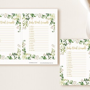 Baby Word Scramble Game, Greenery Baby Shower Games, Botanical Baby ...