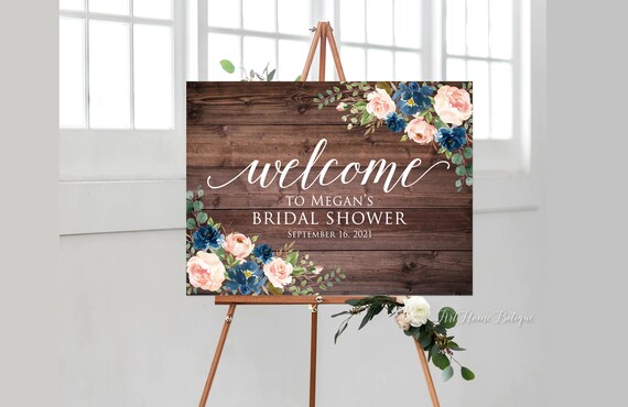 Rustic Bridal Shower Welcome Sign Large Welcome Sign Floral - Etsy