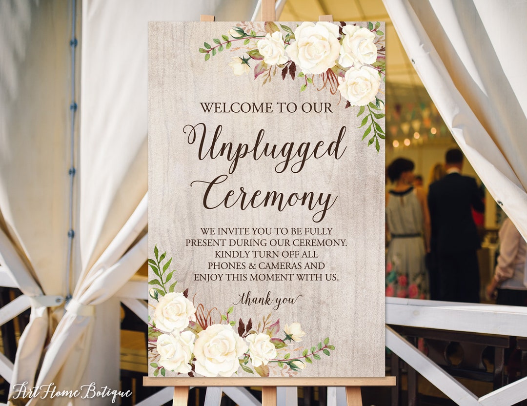 Unplugged Ceremony Sign, Unplugged Wedding Sign, Rustic Unplugged Sign ...