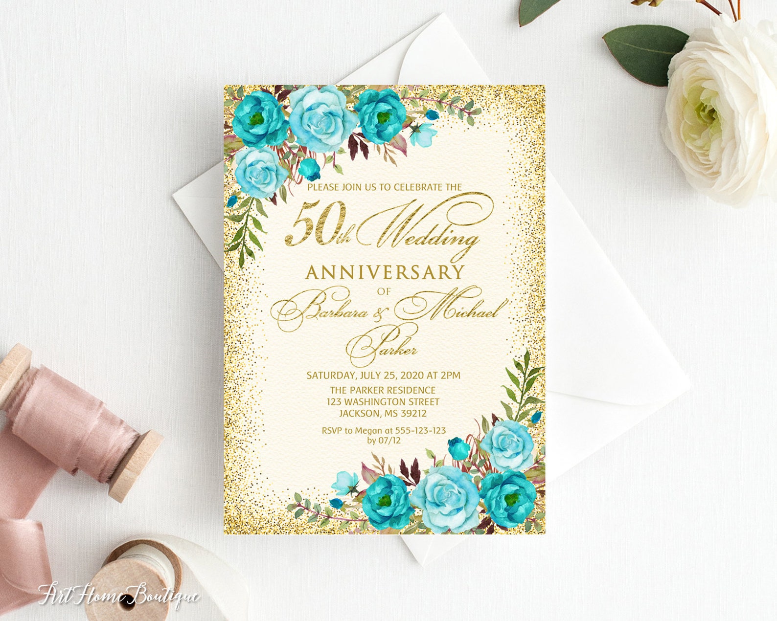50th Anniversary Invitation Golden Wedding Party Invitation | Etsy