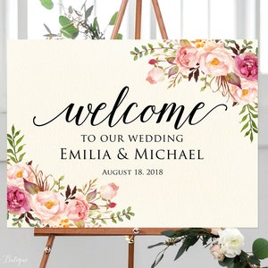 Ivory Welcome Wedding Sign Welcome to Our Wedding Sign - Etsy