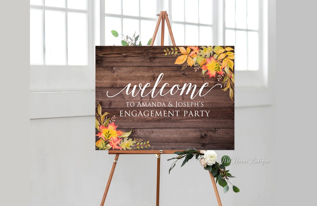 Fall Engagement Party Welcome Sign, Autumn Wedding Sign, Rustic Welcome ...