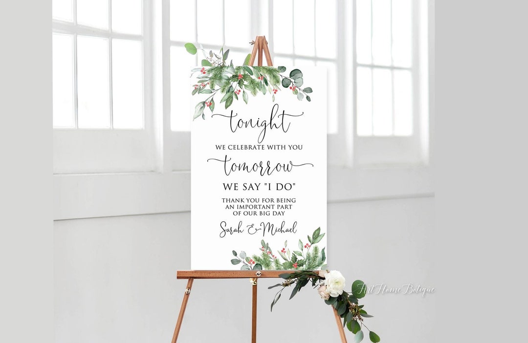 Winter Holiday Rehearsal Welcome Sign, Christmas Rehearsal Dinner ...