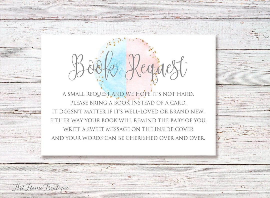 Pink and Blue Bring a Book Instead of a Card, Bring a Book Baby Shower ...