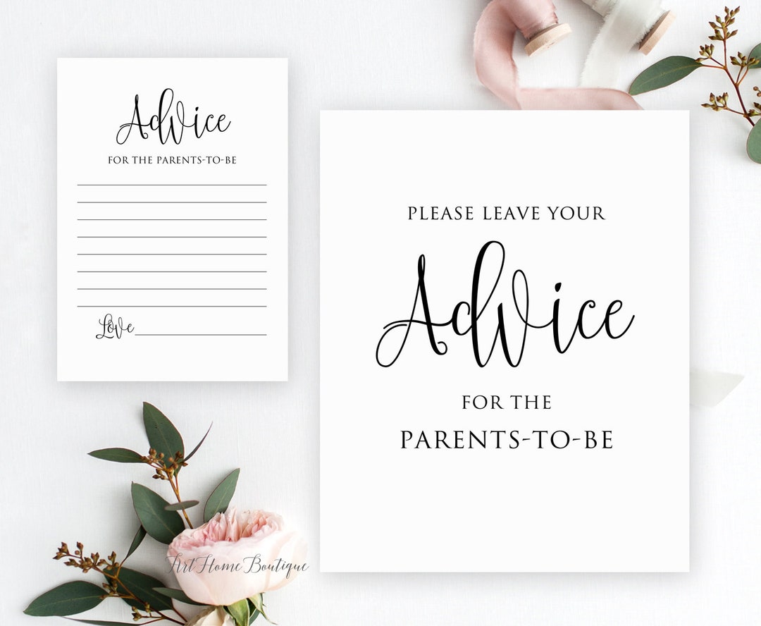 Baby Shower Advice Sign and Cards, Advice for the Parents-to-be Sign ...