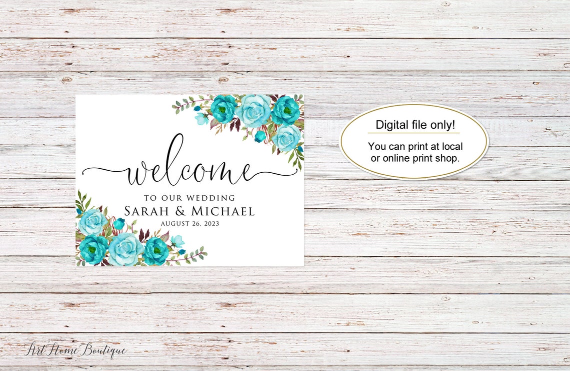 Teal Wedding Welcome Sign Turquoise Wedding Welcome Sign | Etsy