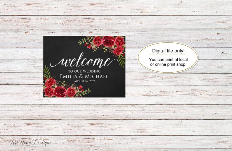 Red and Black Wedding Welcome Sign Chalkboard Welcome Sign - Etsy