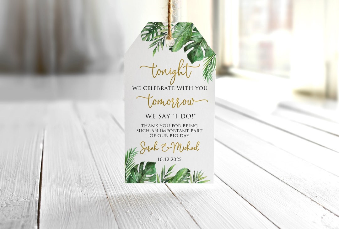 Tonight We Celebrate With You Tomorrow We Say I DO, Tropical Favor Tags ...