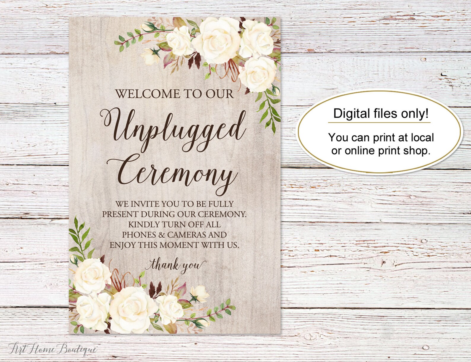 Unplugged Ceremony Sign Unplugged Wedding Sign Rustic - Etsy