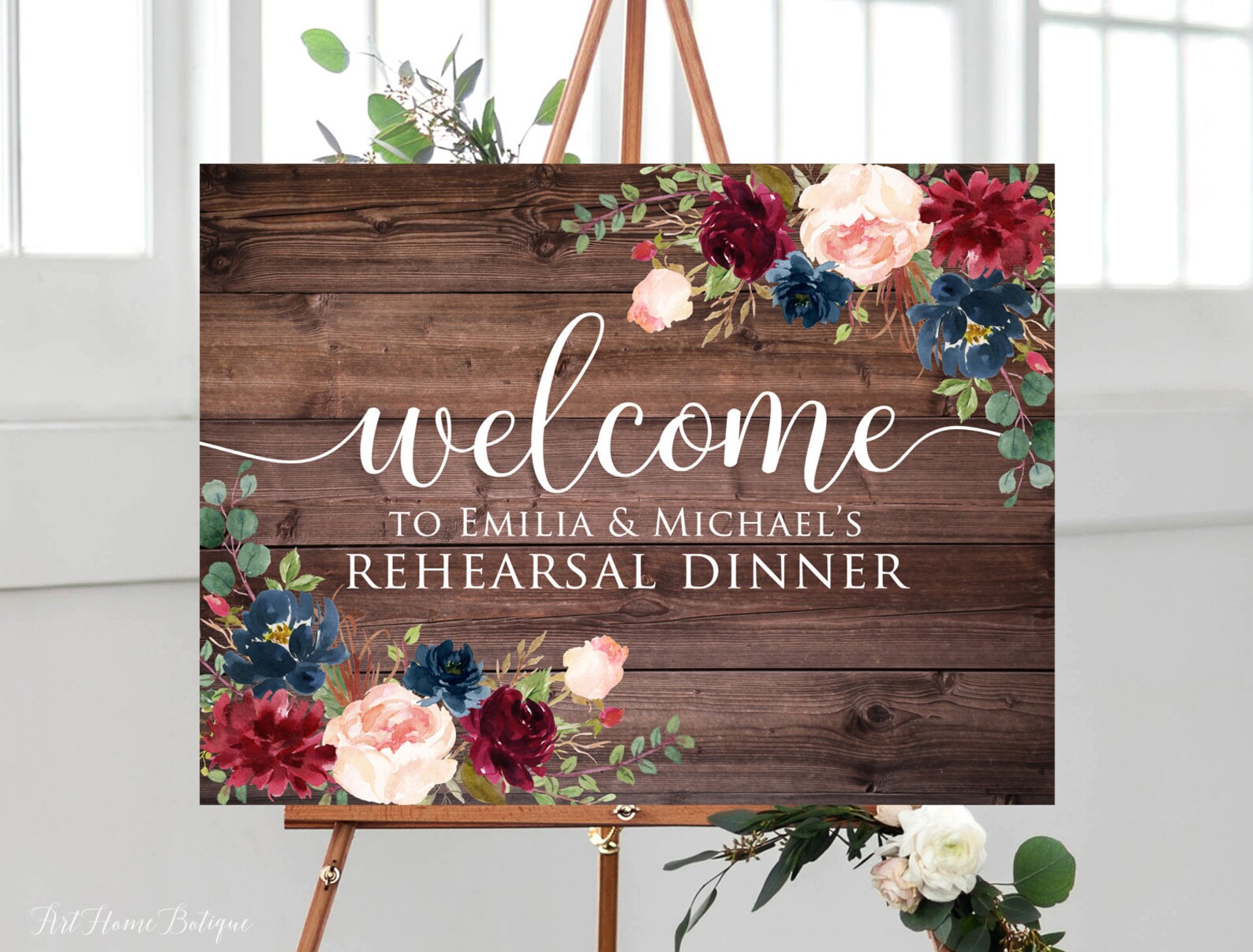Rustic Rehearsal Dinner Welcome Sign, Marsala Rehearsal Dinner ...