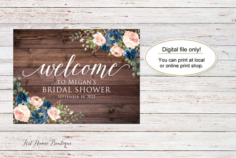 Rustic Bridal Shower Welcome Sign Large Welcome Sign Floral - Etsy