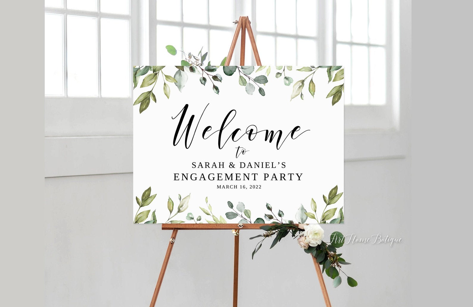 Botanical Engagement Party Sign Greenery Welcome Sign | Etsy