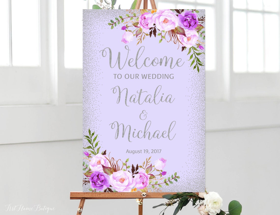 Lavender Welcome Wedding Sign Welcome to Our Wedding Sign | Etsy