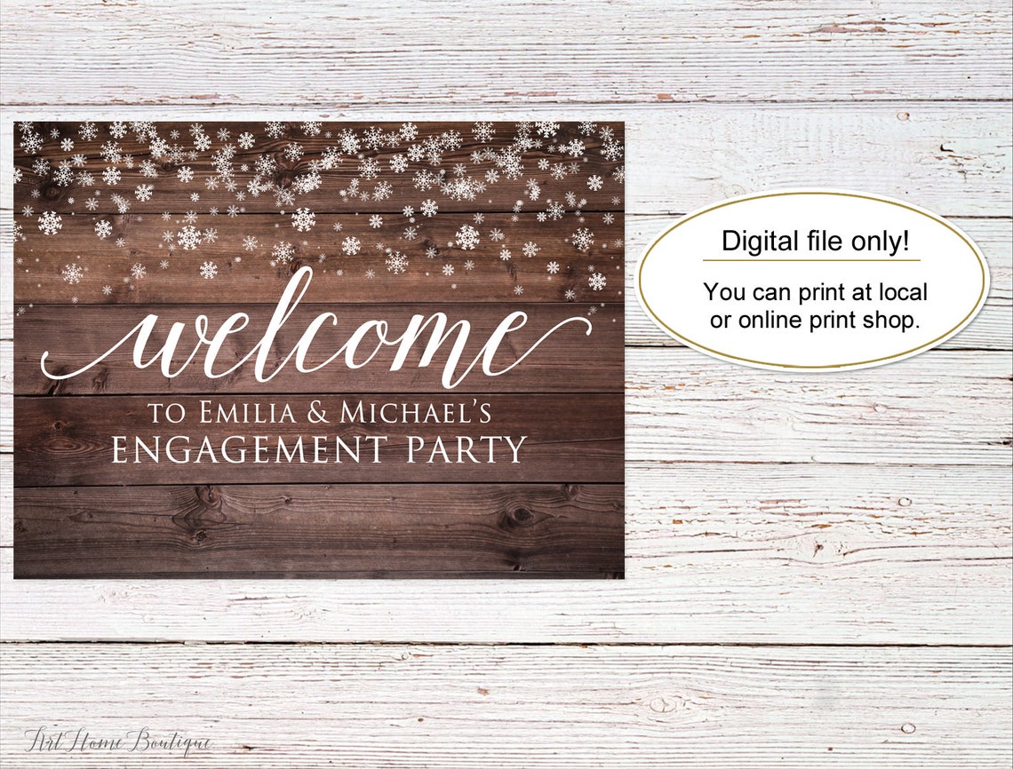 Rustic Winter Engagement Party Sign Snowflakes Engagement - Etsy