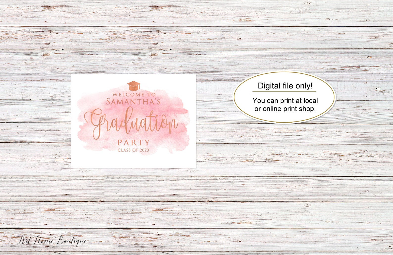 Rose Gold Graduation Party Welcome Sign Watercolor Graduation - Etsy